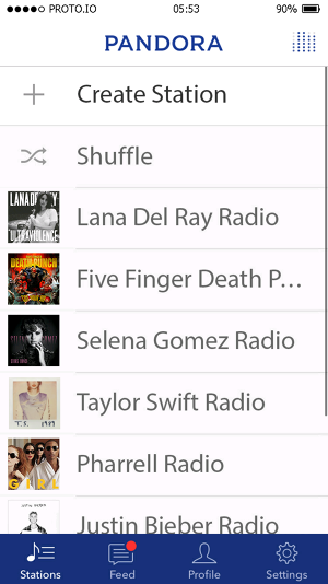 Pandora interactive prototype on Proto.io Spaces by 8ea06e34-504c-11ed ...